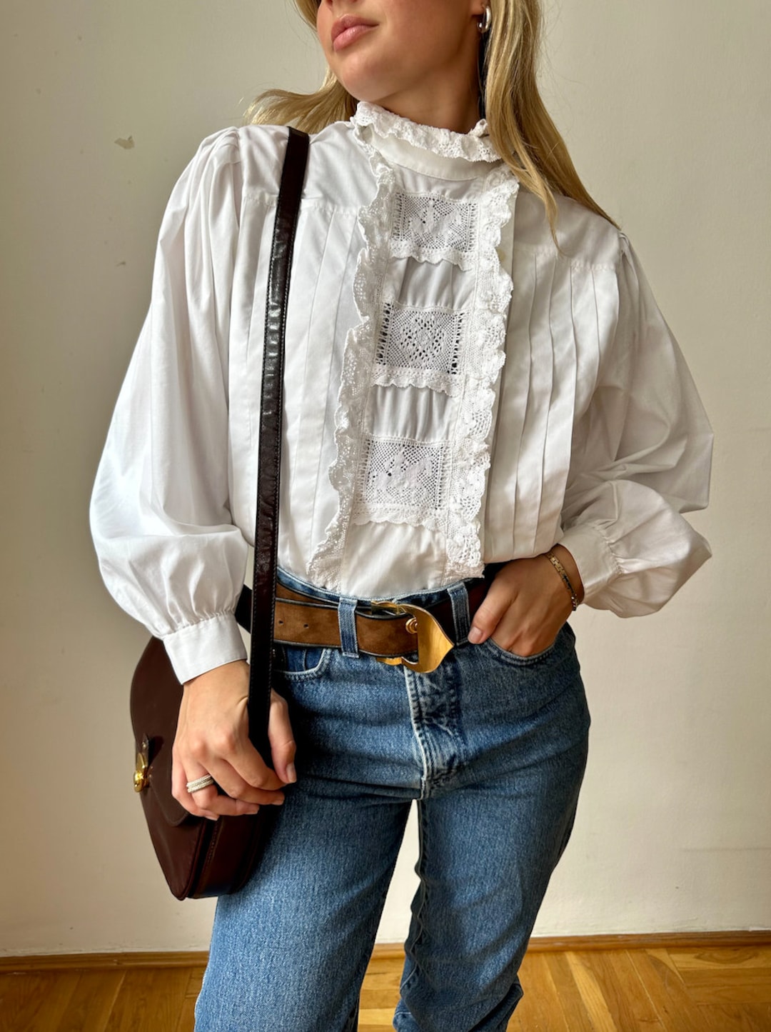 Schöne Vintage Österreichische Weiß Baumwolle Folklore Bluse mit ...