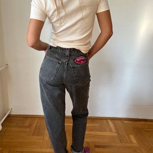 Super Cool 80s High Waisted Vintage Gray Jeans With Patches / 80s Denim ...