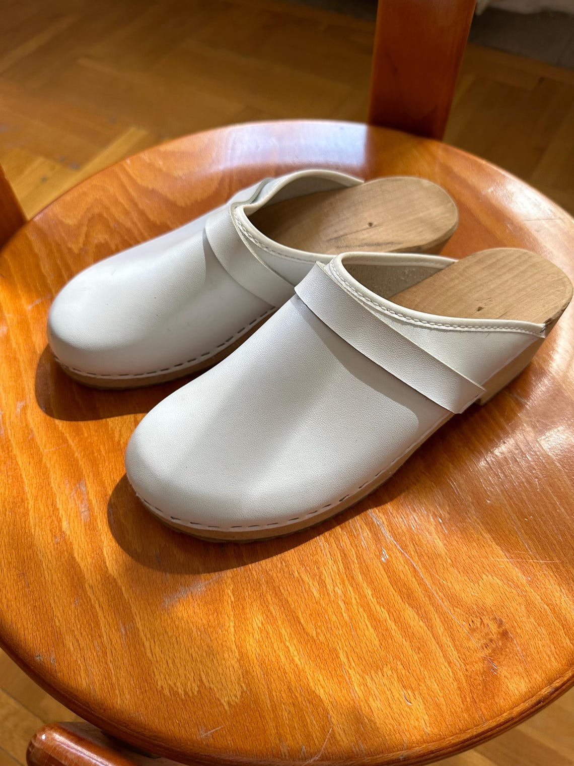 Vintage Classic White Leather Clogs/ Swedish Clogs Size 37 - Etsy