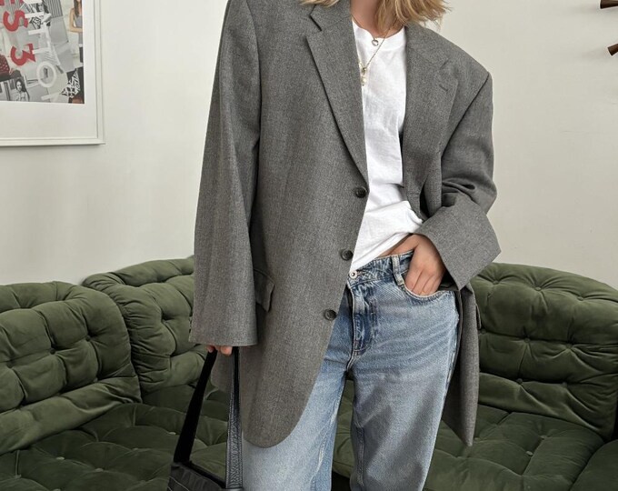Yves SAINT LAURENT Vintage Gray Wool Blazer / YSL Blazer / Suit - Etsy