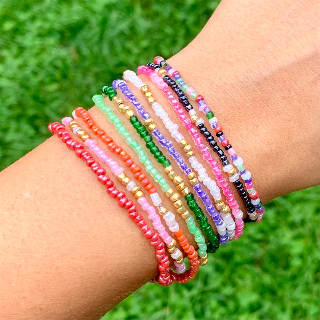 Glass Seed Bead Bracelet - Seamless Design Either Patterned or Solid ...