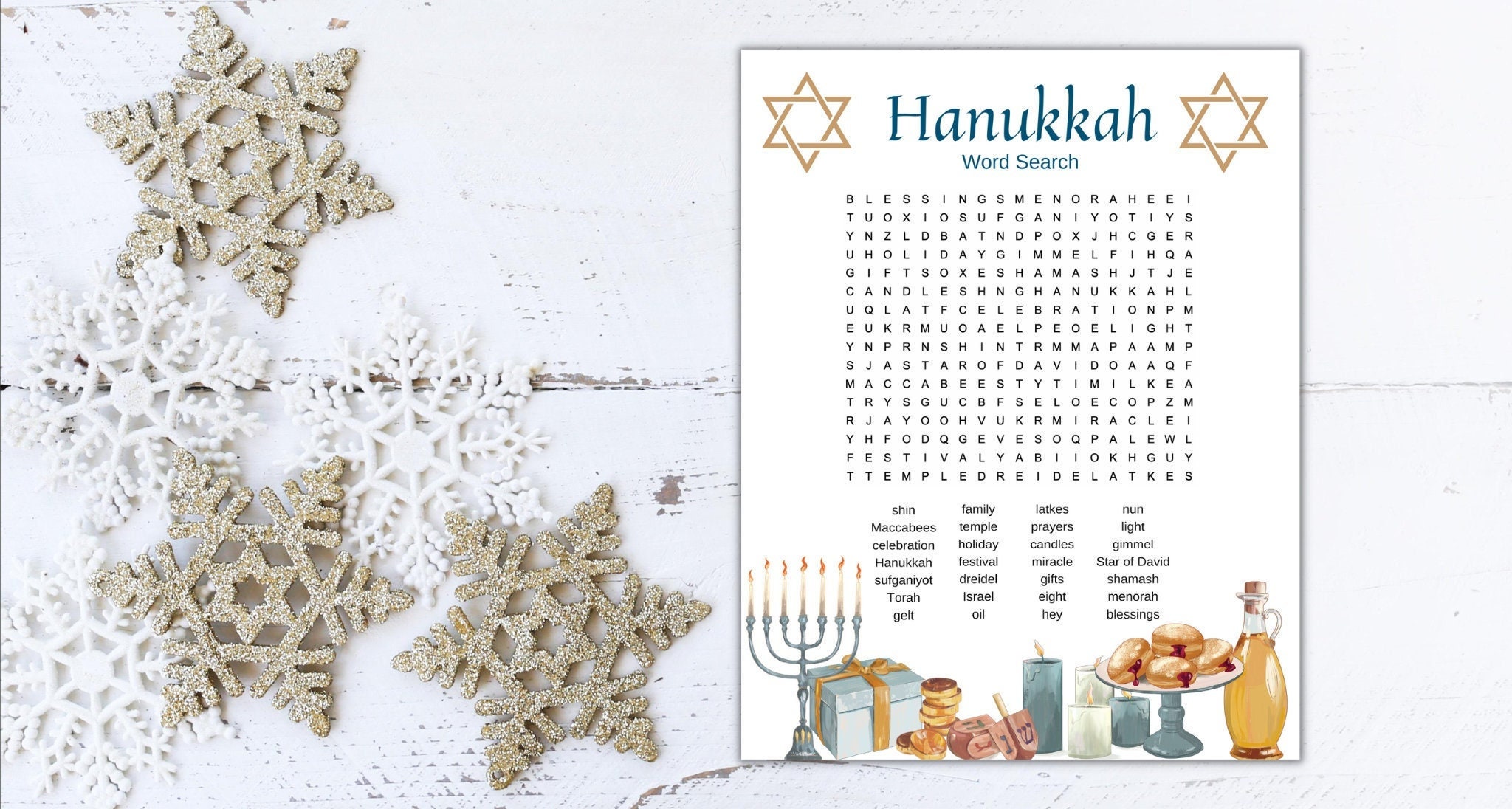 Hanukkah Word Search Game, Holiday Word Search, Chanukah Word Search ...