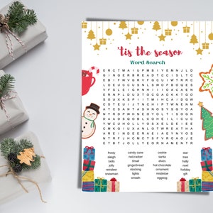 Christmas Word Search, Holiday Game, Holiday Word Search Puzzle, Tis ...