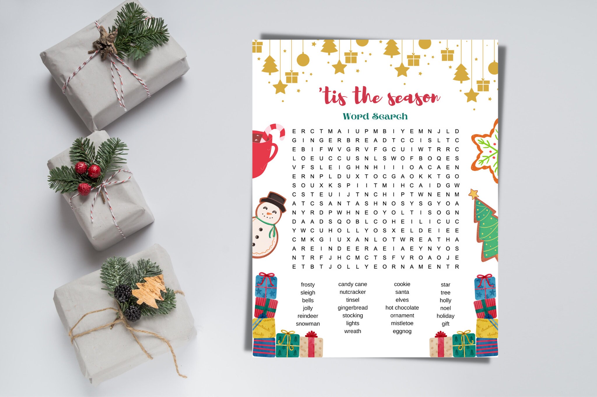 Christmas Word Search, Holiday Game, Holiday Word Search Puzzle, Tis ...