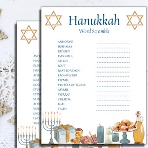 Hanukkah Activity, Hanukkah Word Scramble Game, Holiday Word Scramble ...