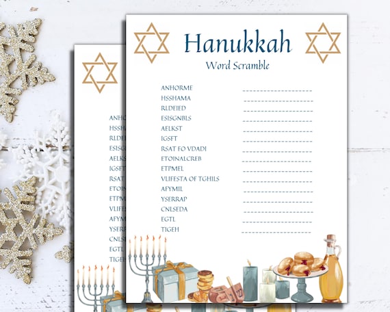 Hanukkah Activity Hanukkah Word Scramble Game Holiday Word - Etsy