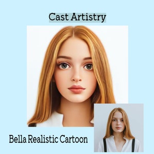 Custom Portrait 'bella' Realistic Cartoon Character - Etsy