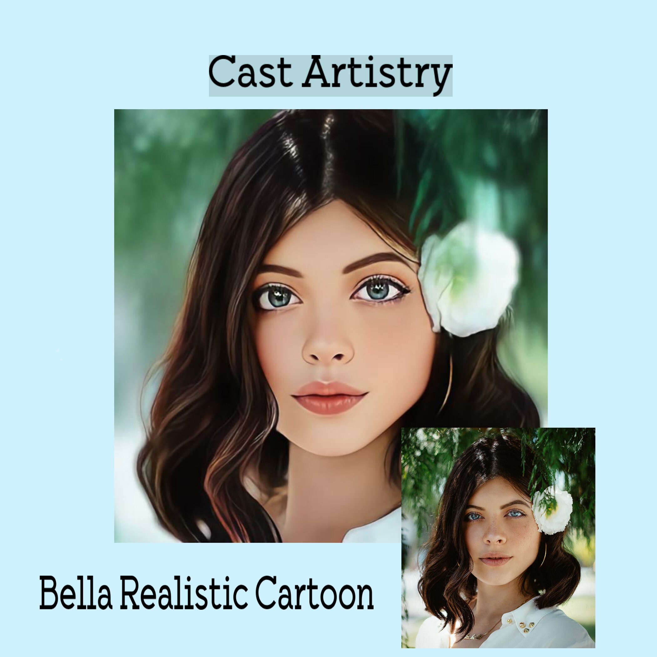 Custom Portrait, 'bella' Realistic Cartoon Character Digital Art From ...