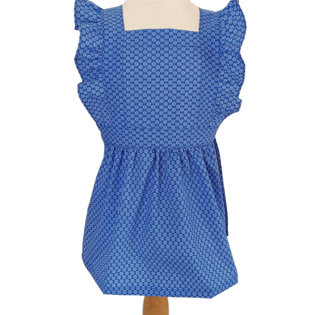 Nursery School Apron Blue With Flowers 5/6 Years Old / Customizable - Etsy