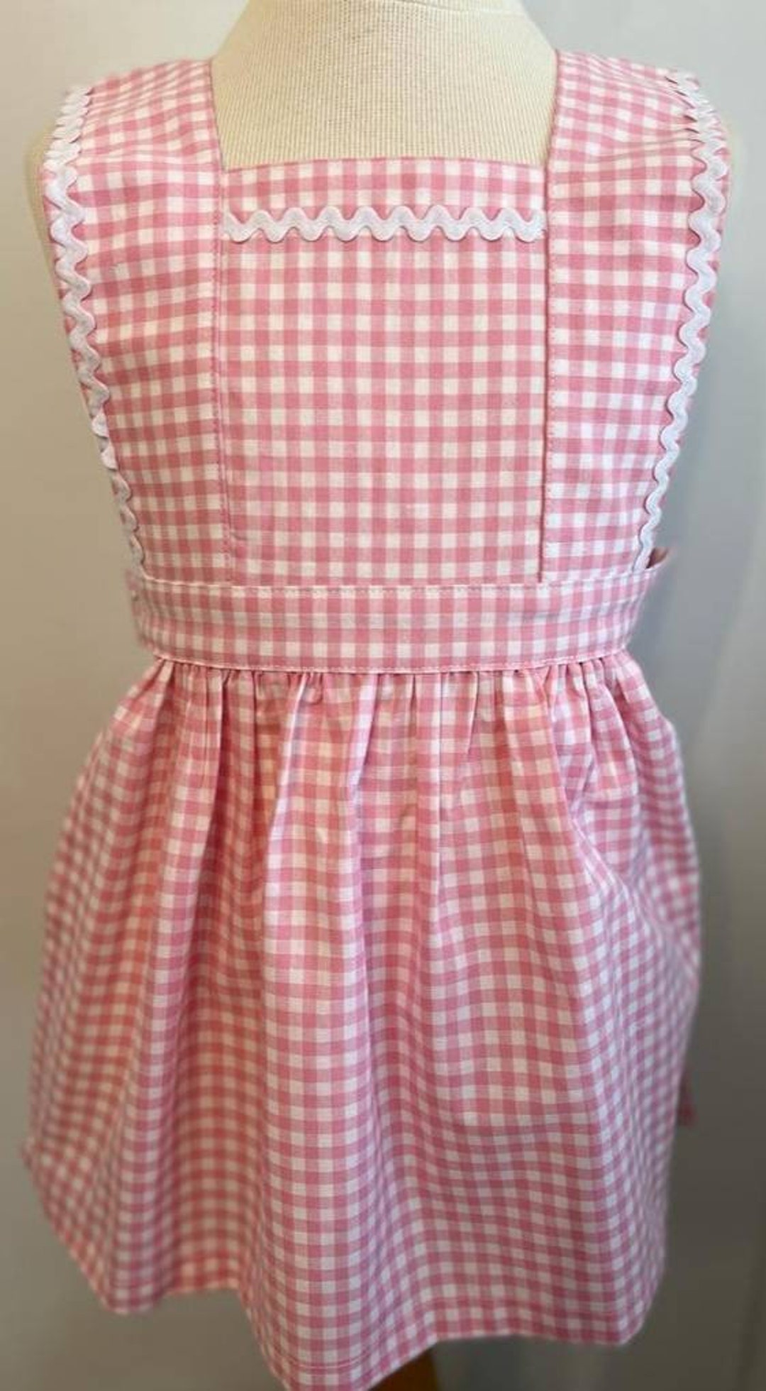 Pink School Apron / Pink Plaid Apron/ Personalized Apron/ - Etsy