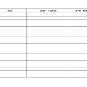 Generic Sign-up Sign-in Sheet: Name, Email, Phone Number (ample Writing ...