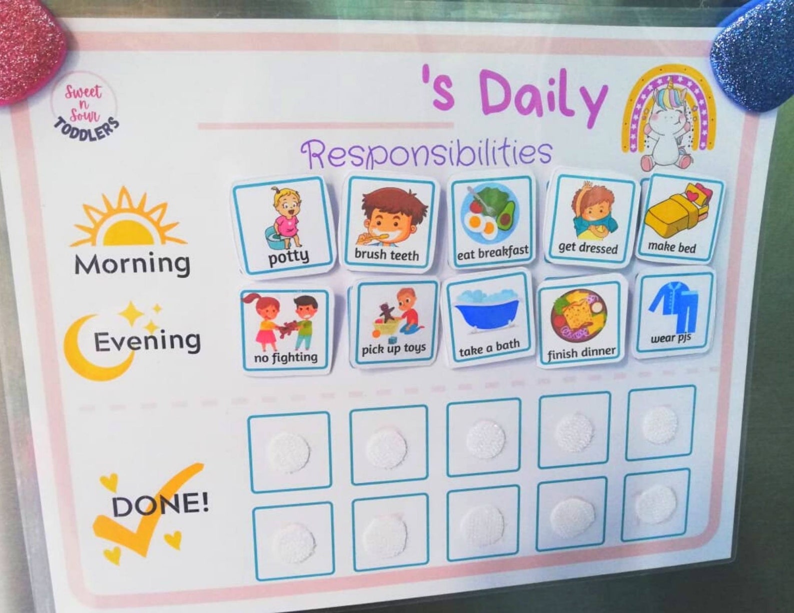 Chore Chart With Pictures, Responsibility Chart for Toddler, Kids Daily ...