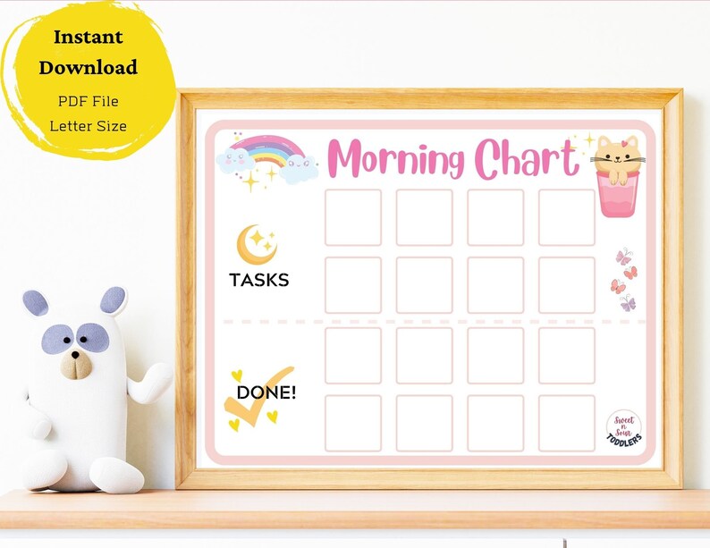 Morning Routine Chart, Morning Checklist, Printable Chore Chart, Daily ...