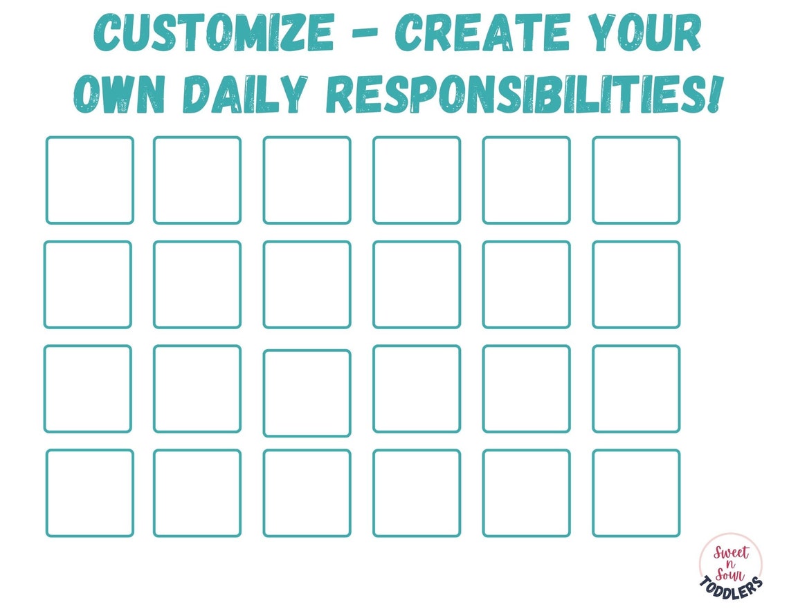 Chore Chart With Pictures, Responsibility Chart for Toddler, Kids Daily ...