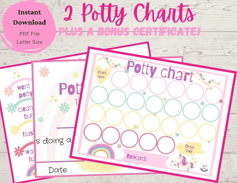 Potty Training Chart, Potty Chart Girl, Potty Reward Chart, Potty Chart ...