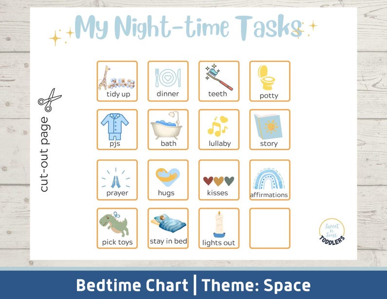 Bedtime Routine Chart, Bedtime Chart for Toddlers, Chore Chart for Kids ...