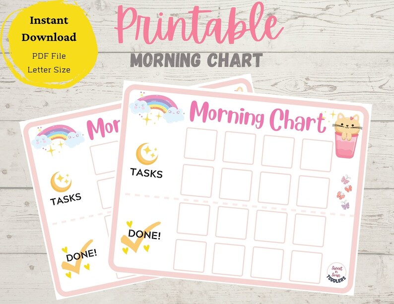 Morning Routine Chart, Morning Checklist, Printable Chore Chart, Daily ...