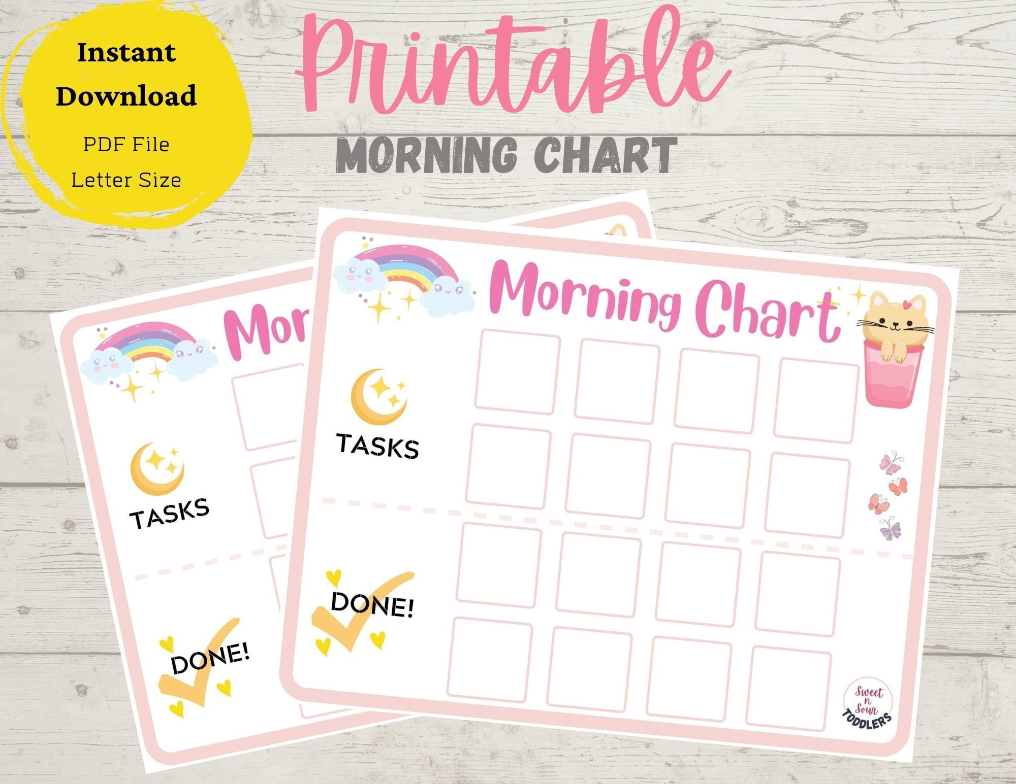 Morning Routine Chart, Morning Checklist, Printable Chore Chart, Daily ...