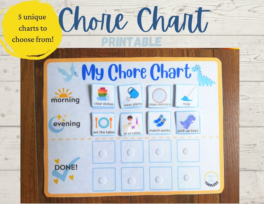 Chore Chart for Kids, Printable Chore Chart, Daily Routine Chart Kids ...