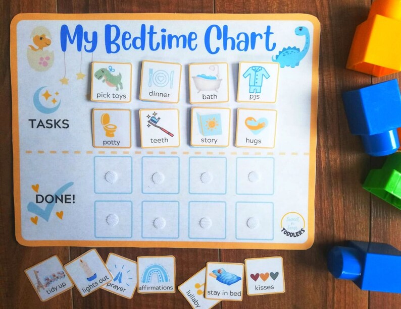 Bedtime Routine Chart, Bedtime Chart for Toddlers, Chore Chart for Kids, Bedtime Sticker Chart ...