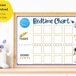 Bedtime Routine Chart, Bedtime Chart for Toddlers, Chore Chart for Kids ...