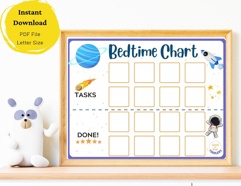 Bedtime Routine Chart, Bedtime Chart for Toddlers, Chore Chart for Kids ...