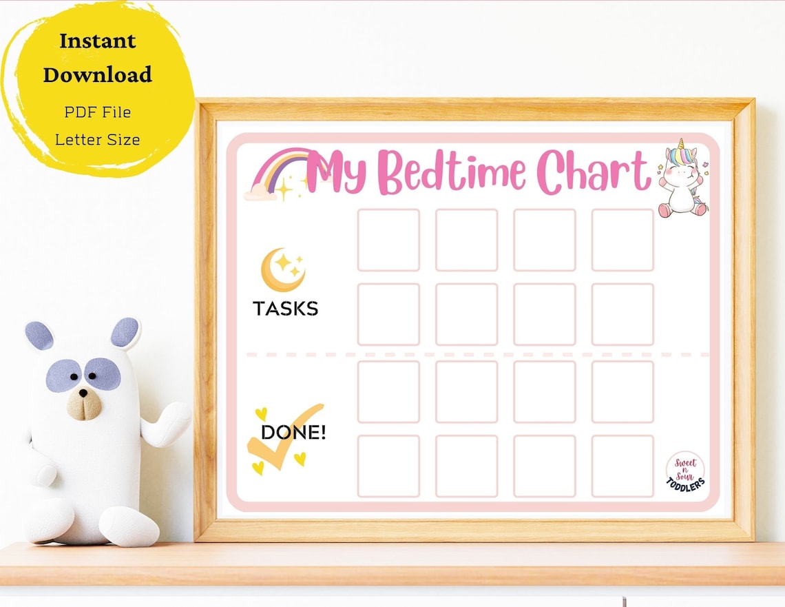 Bedtime Routine Chart Bedtime Chart for Toddlers Chore Chart - Etsy Canada