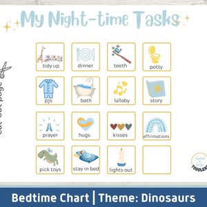 Bedtime Routine Chart, Bedtime Chart for Toddlers, Chore Chart for Kids ...