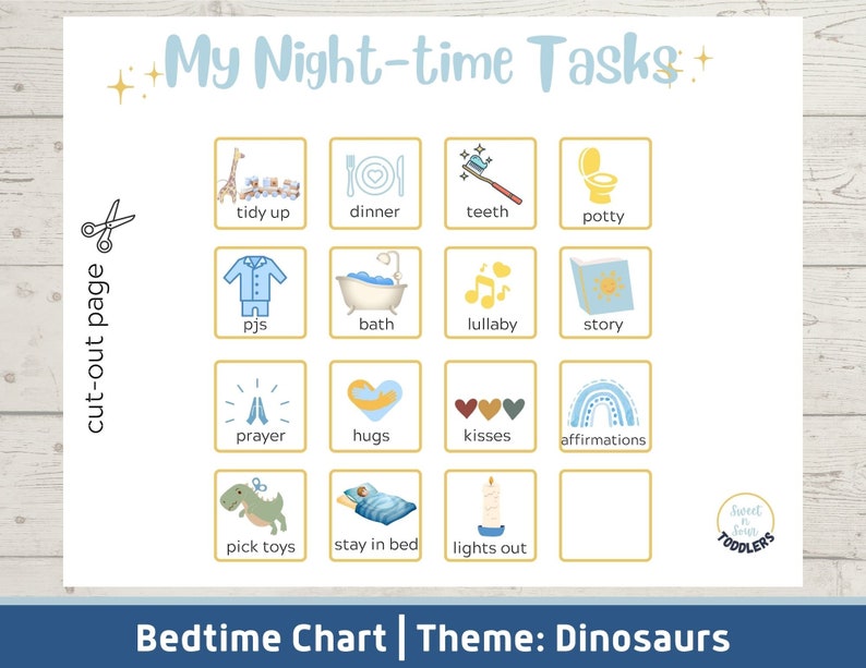 Bedtime Routine Chart, Bedtime Chart for Toddlers, Chore Chart for Kids ...