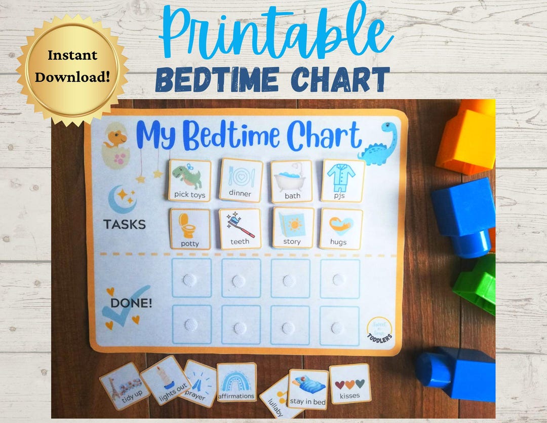 Bedtime Routine Chart, Bedtime Chart for Toddlers, Chore Chart for Kids ...