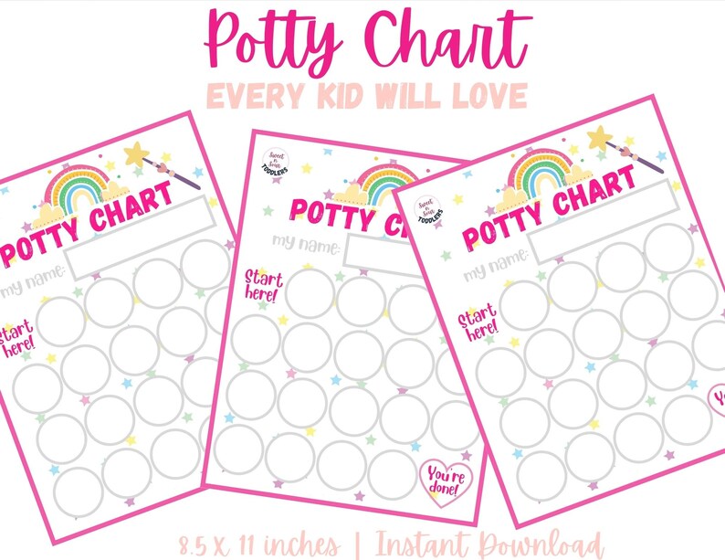 Potty Chart Girl, Potty Training Chart, Potty Chart Printable, Potty ...