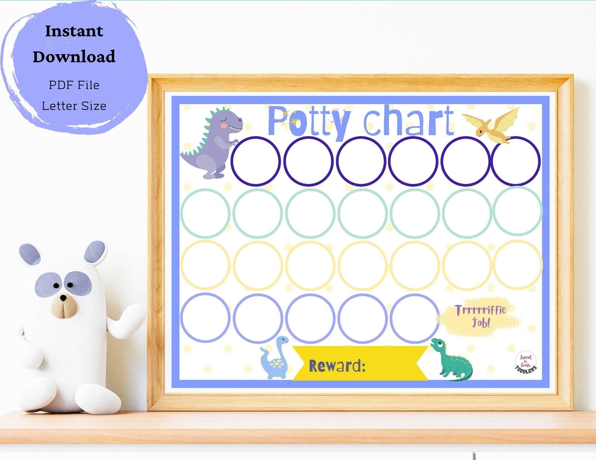 Potty Training Chart Dinosaur, Potty Training Chart for Boys, Potty ...