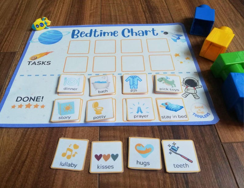 Bedtime Routine Chart, Bedtime Chart for Toddlers, Chore Chart for Kids ...
