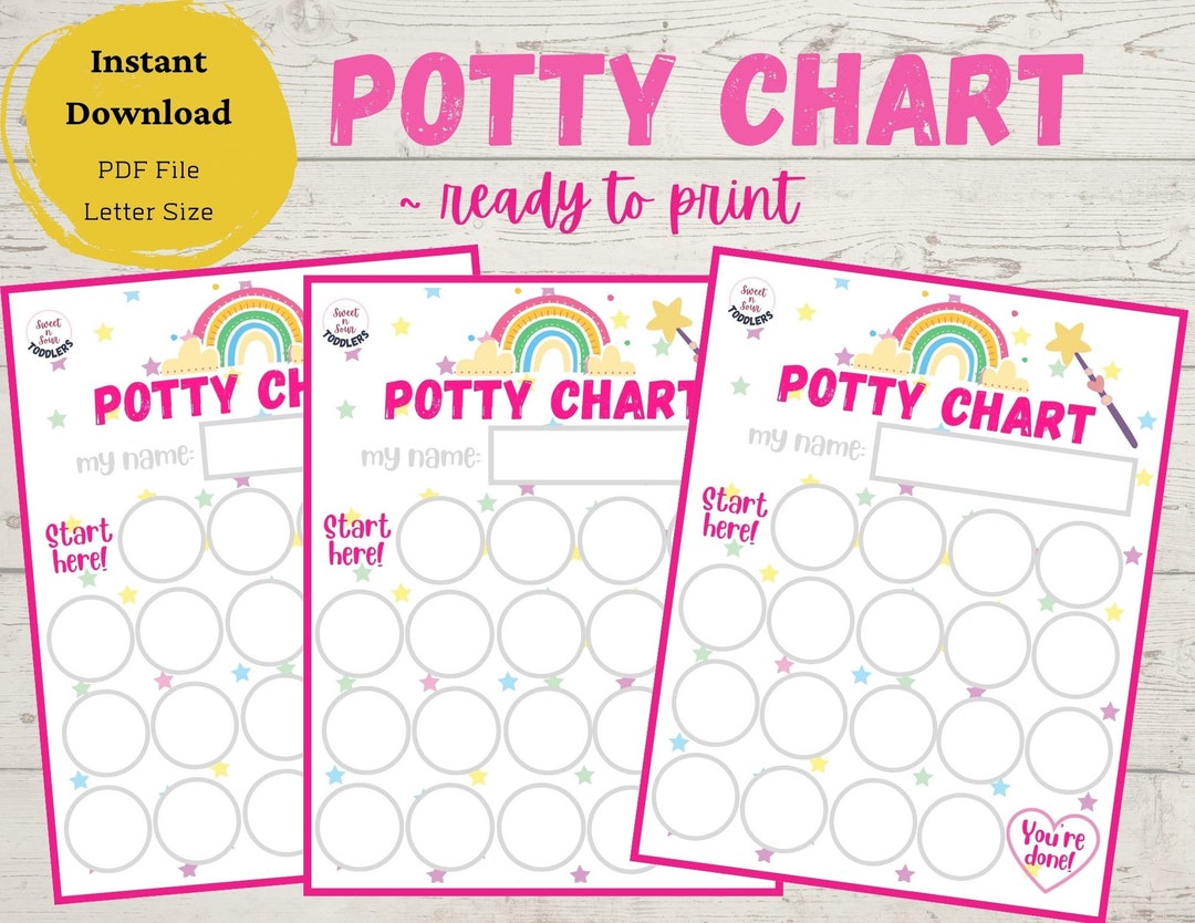 Potty Chart Girl, Potty Training Chart, Potty Chart Printable, Potty ...