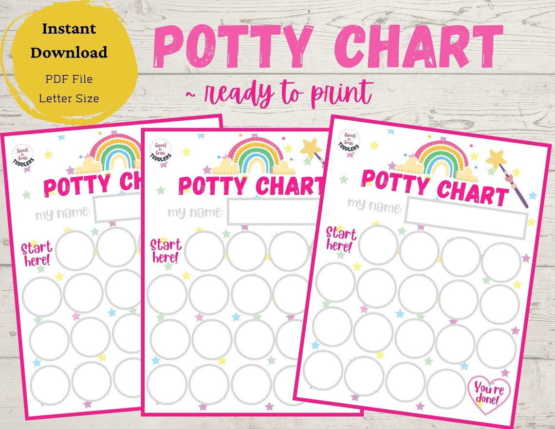 Potty Chart Girl, Potty Training Chart, Potty Chart Printable, Potty ...