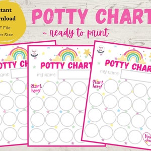 Potty Chart Girl, Potty Training Chart, Potty Chart Printable, Potty ...