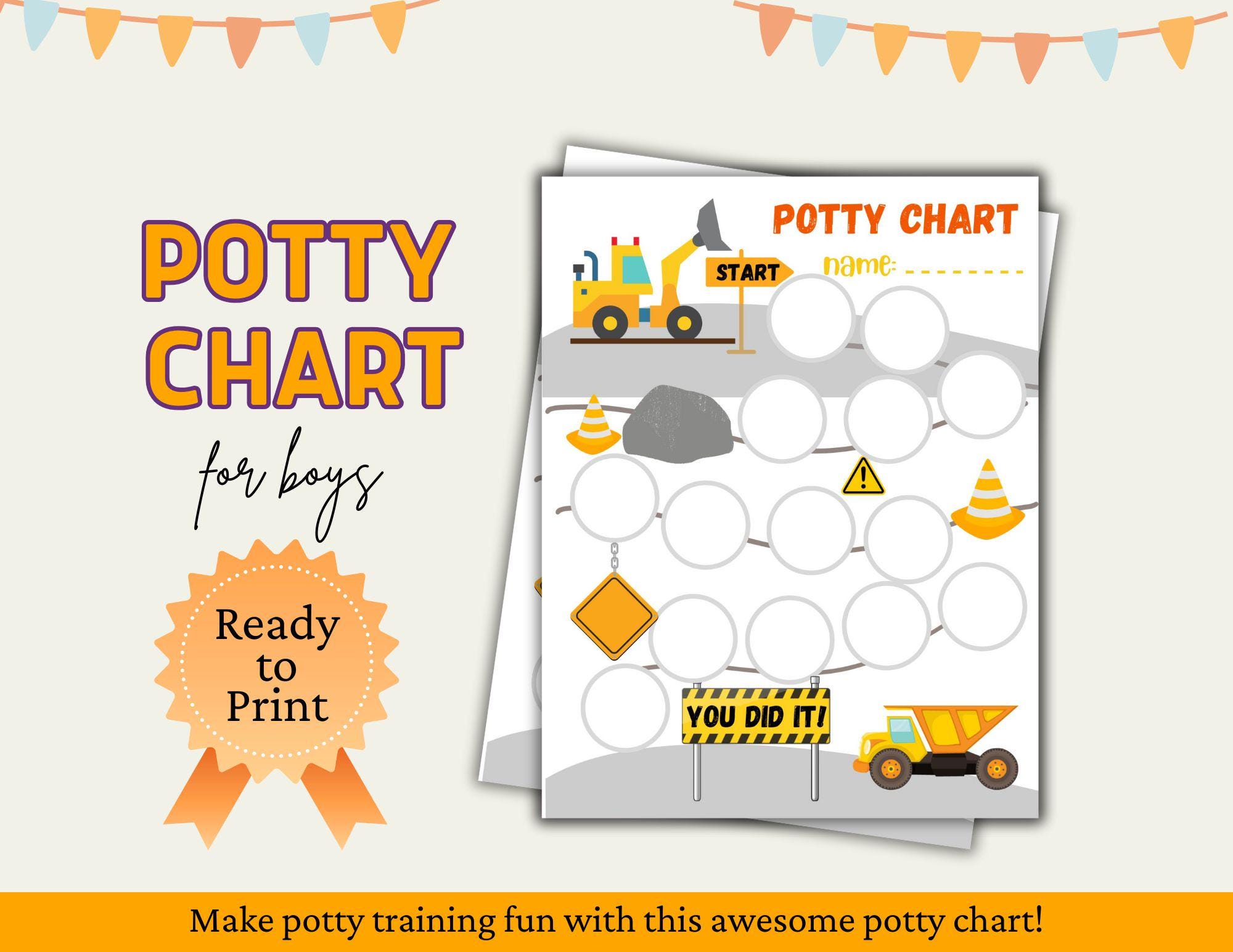 Potty Training Chart for Boys, Potty Chart Printable, Potty Reward ...