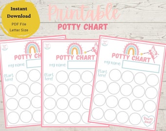 Potty Chart Girl, Potty Training Chart, Potty Chart Printable, Potty ...