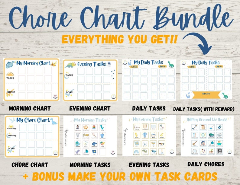 Chore Chart for Kids, Printable Chore Chart, Daily Routine Chart Kids ...