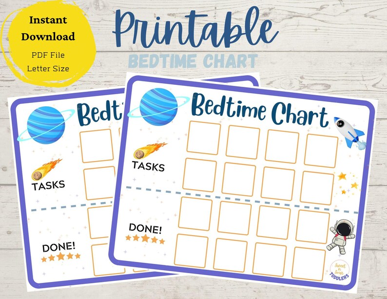 Bedtime Routine Chart, Bedtime Chart for Toddlers, Chore Chart for Kids ...