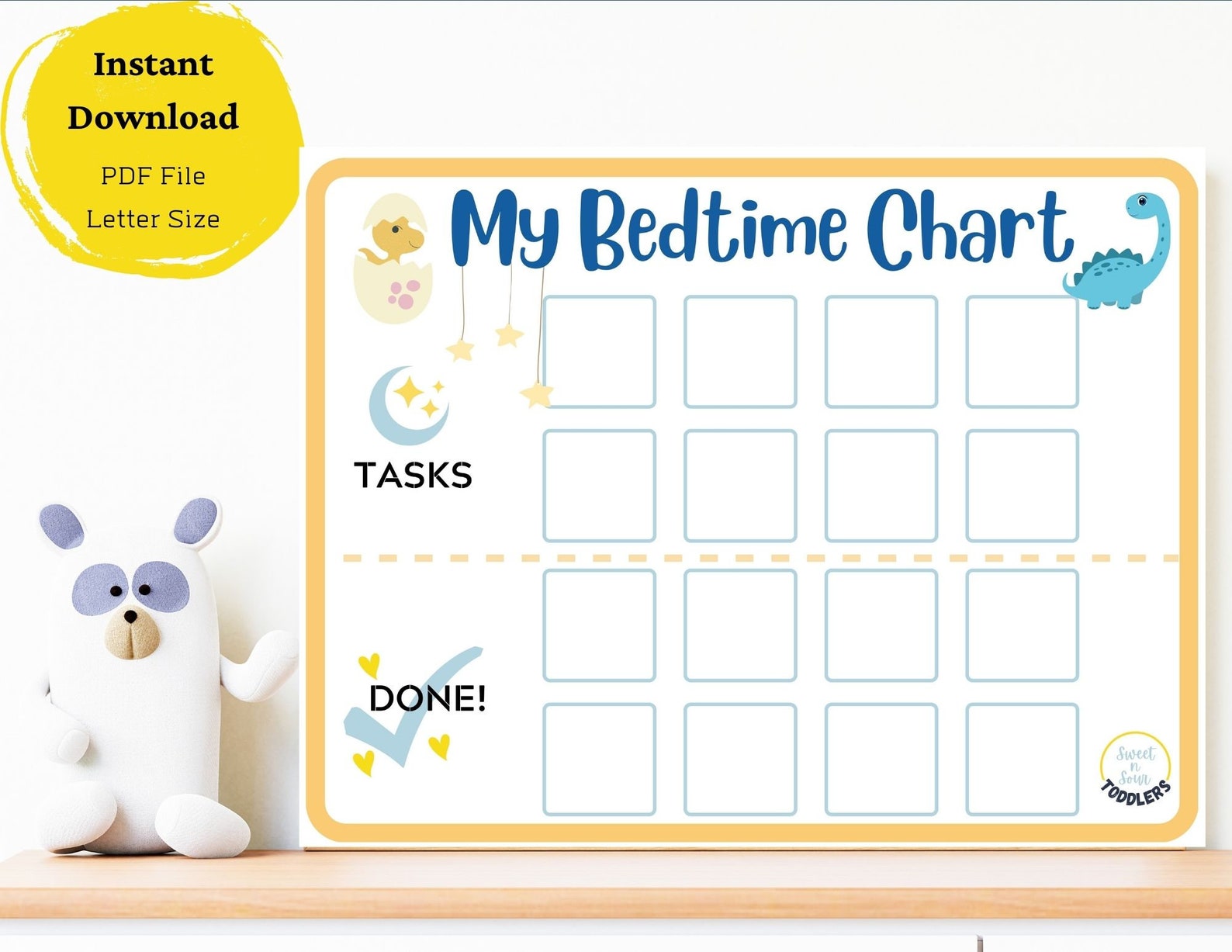 Bedtime Routine Chart, Bedtime Chart for Toddlers, Chore Chart for Kids ...