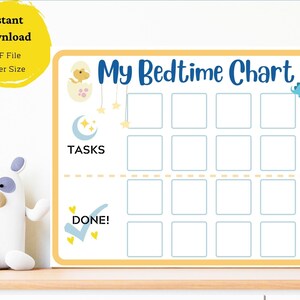 Bedtime Routine Chart, Bedtime Chart for Toddlers, Chore Chart for Kids ...