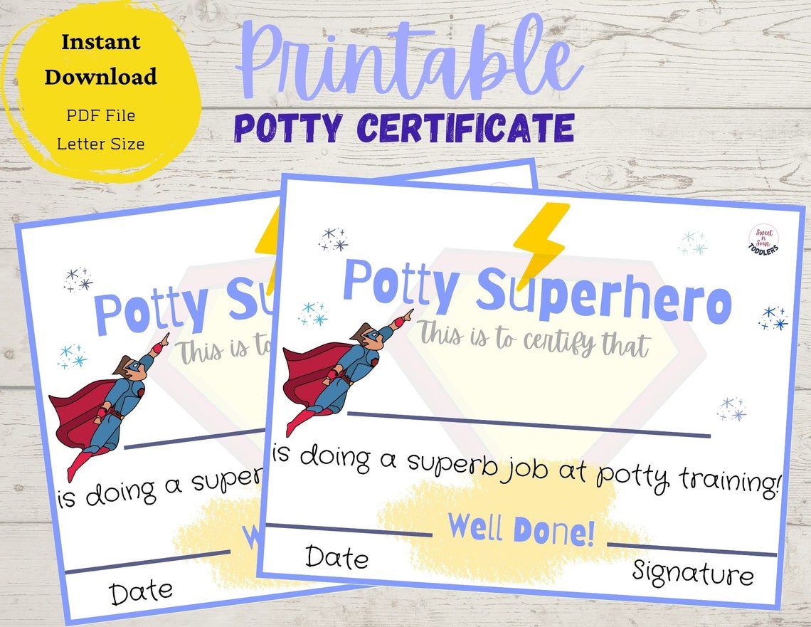 Potty Training Certificate, Potty Training Boys, Potty Chart, Potty ...