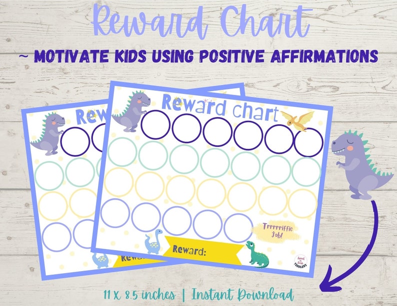 Reward Chart for Kids, Reward Chart Printable, Behavior Chart, Dino ...
