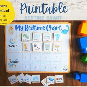 Bedtime Routine Chart, Bedtime Chart for Toddlers, Chore Chart for Kids ...