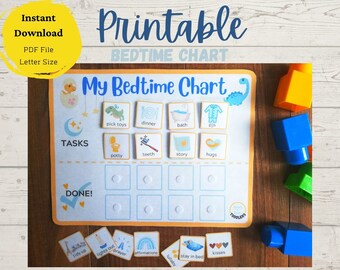 Bedtime Routine Chart, Bedtime Chart for Toddlers, Chore Chart for Kids ...