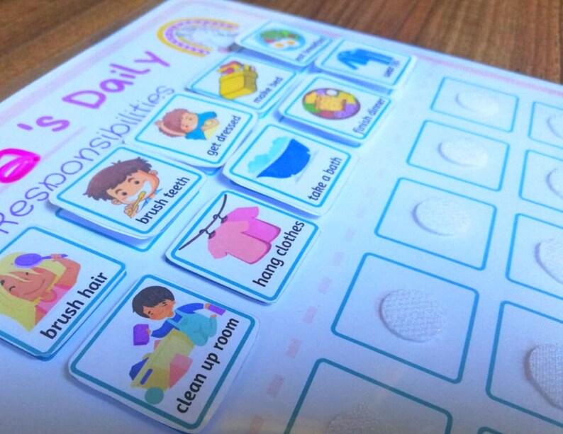 Chore Chart With Pictures, Responsibility Chart for Toddler, Kids Daily ...