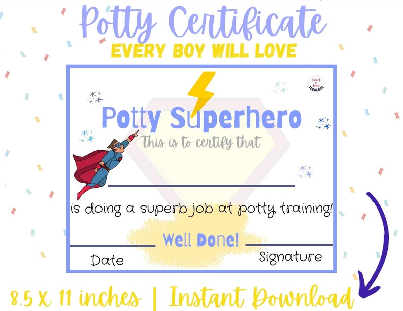 Potty Training Certificate, Potty Training Boys, Potty Chart, Potty ...