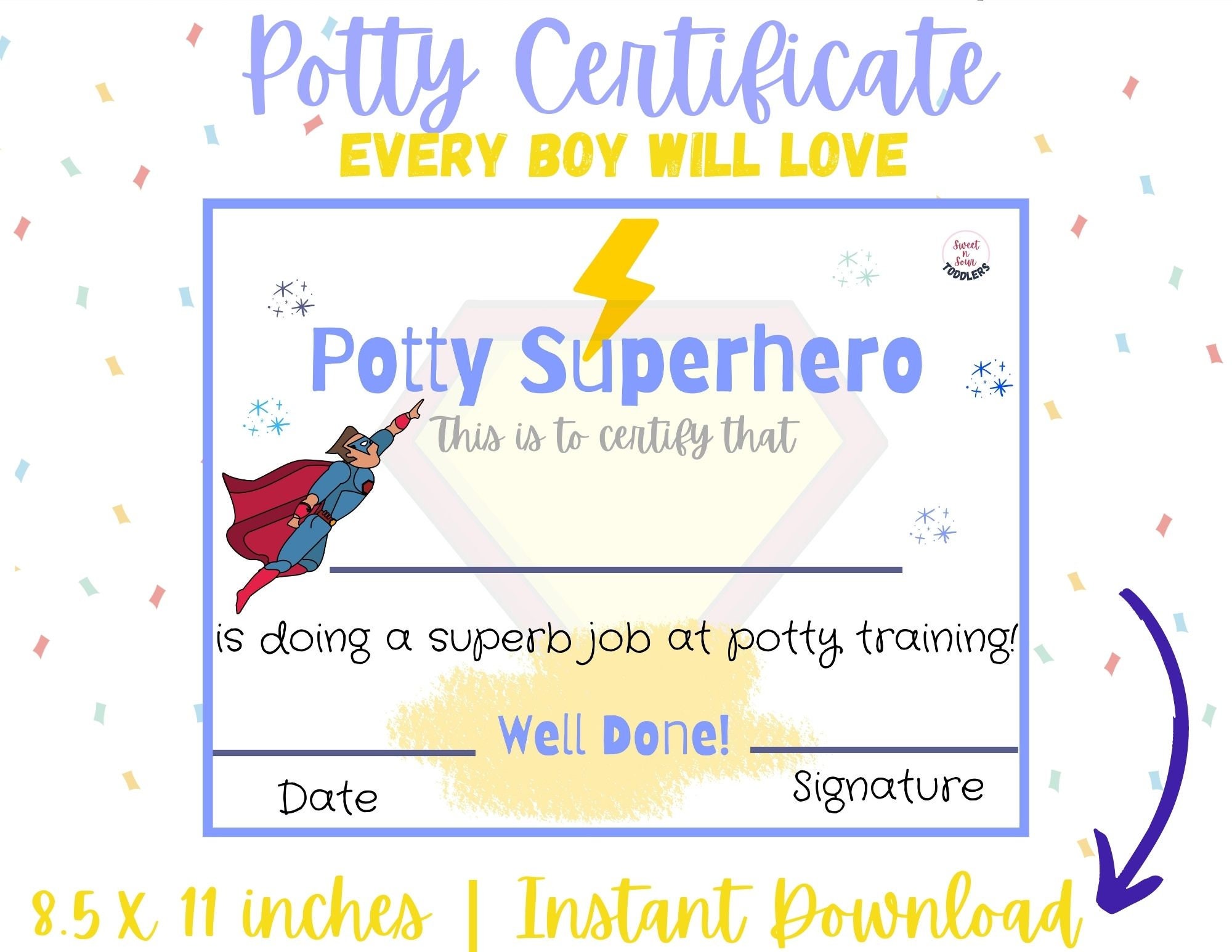 Potty Training Certificate, Potty Training Boys, Potty Chart, Potty ...