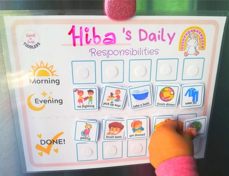 Chore Chart With Pictures, Responsibility Chart for Toddler, Kids Daily ...
